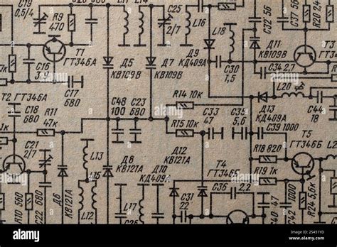Old Radio Circuit Printed On Vintage Paper Electricity Diagram As