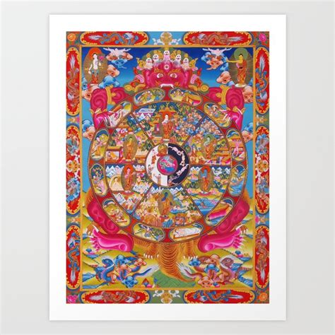 Buddhist Wheel Of Life Bhavacakra Thangka Art Print By Walltowall