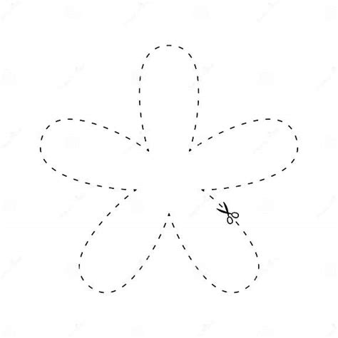 scissors on dashed line flower shape dash line and scissors dash