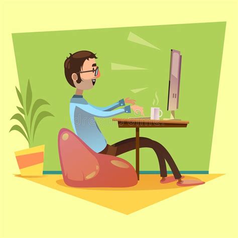 Programmer Work Place Sketch Stock Vector Illustration Of Decorative Design 209620129