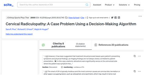 Cervical Radiculopathy A Case Problem Using A Decision Making