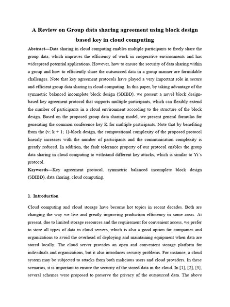 paper 1 group data sharing agreement using block design based key