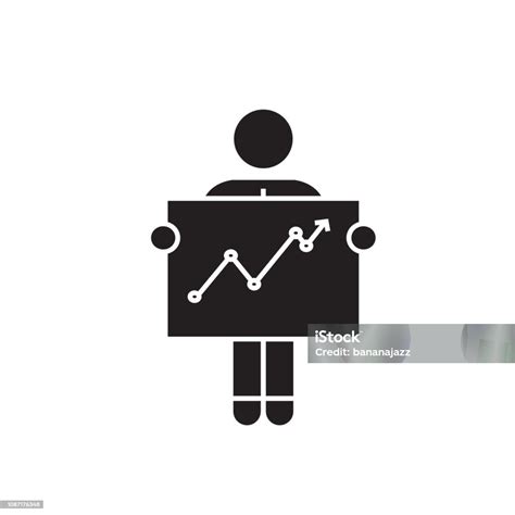 商人與生長圖黑色向量概念圖示商人與成長圖平例證 標誌向量圖形及更多一組物體圖片 一組物體 互聯網 人手 Istock