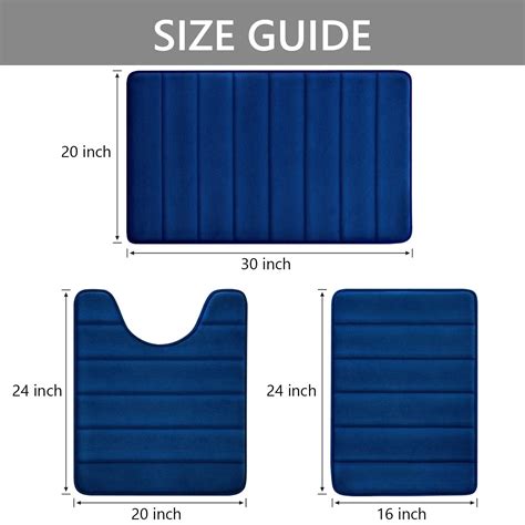 Tripumer 3 Pcs Memory Foam Bath Mat Set Non Slip Absorbent