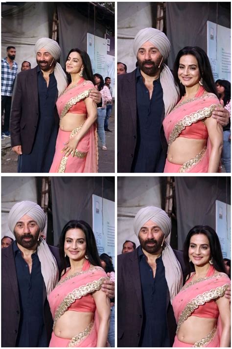 Ameesha Patel And Sunny Deol Pose To Promote Gadar 2