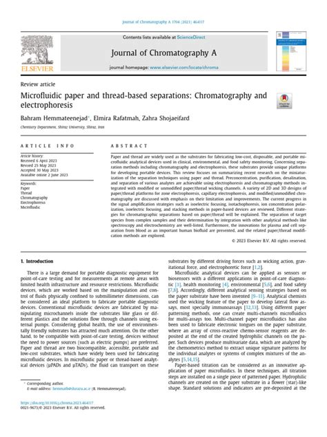 Microfluidic Paper And Thread Based Separations Chromatography And