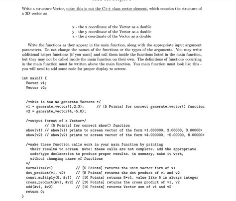 Solved Write A Structure Vector Note This Is Not The C Chegg