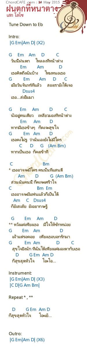 คอร์ด ฝนตกที่หน้าต่าง รูปภาพ Download Chordcafe