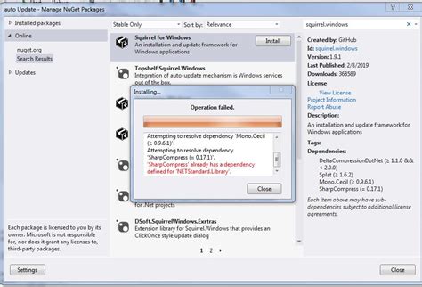 Wpf Unable Install Squirrelwindows Stack Overflow