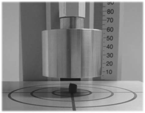 Texture Analyzer Equipped With A Cylindrical Probe Ruler In Background