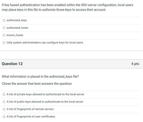 Solved If Key Based Authentication Has Been Enabled Within Chegg Com