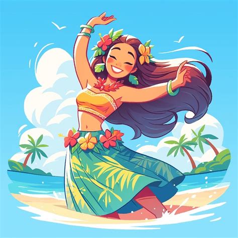 Premium Vector Pacific Islander Girl In Her 40s Teaching Hula Dancing