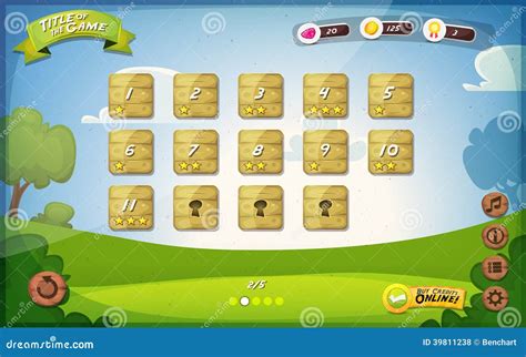 Game User Interface Design For Tablet Stock Vector Illustration Of