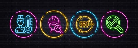 360 Degree Thermometer And Inspect Minimal Line Icons For Web