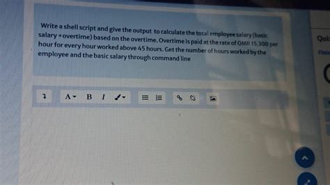 Solved Write A Shell Script And Give The Output To Calculate