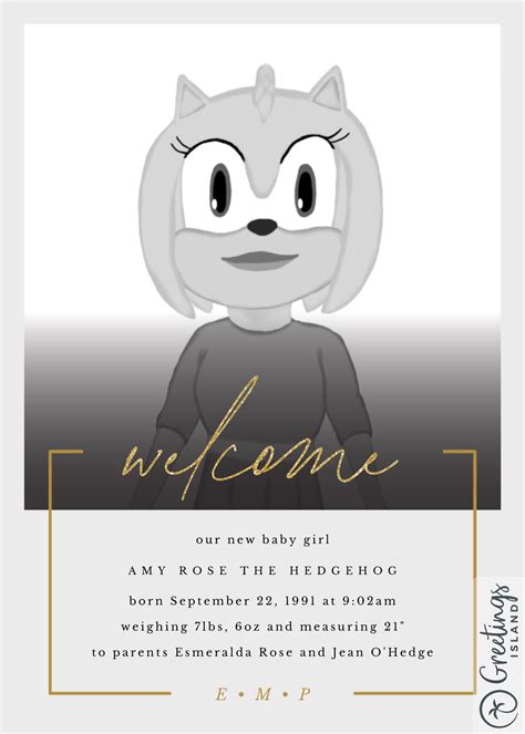 Amy Rose The Hedgehog Birth Announcement By Thespacebotsfan1986 On