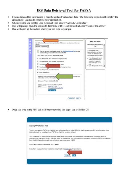 Fillable Online Irs Data Retrieval Tool For Fafsa Fax Email Print