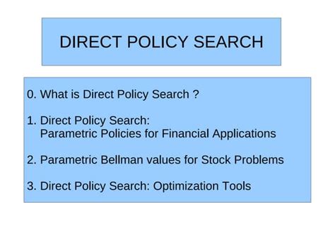 Direct Policy Search Odp Stocks And Bonds Personal Investing