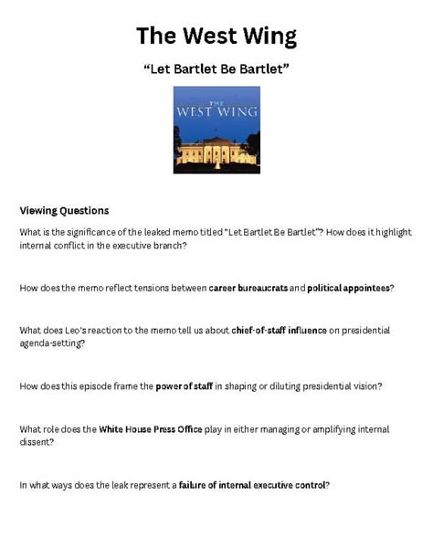 The West Wing S1 E19 ∙ Let Bartlet Be Bartlet By Shawn Riggins Tpt