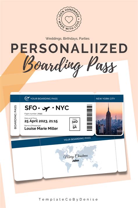 Personalized Boarding Pass Template Printable Editable Pdf Etsy