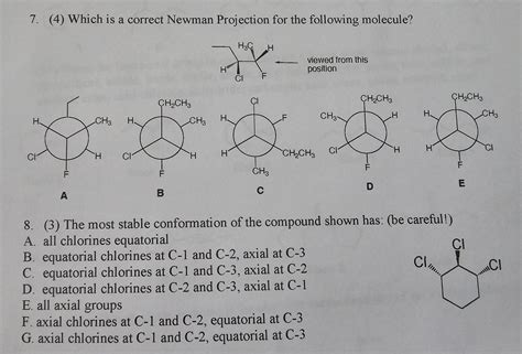 Solved 7 4 Which Is A Correct Newman Projection For The