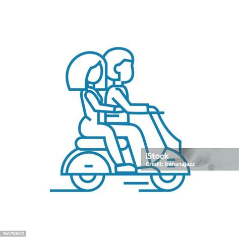 騎摩托車線性圖示的概念騎摩托車線向量符號 符號 插圖向量圖形及更多人圖片 人 信息圖形 全球性 Istock