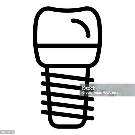 치아 핀 라인 아이콘입니다 흰색으로 분리된 치과 벡터 그림 치과 임플란트 개요 스타일 및 응용 프로그램을 위해 설계되었습니다