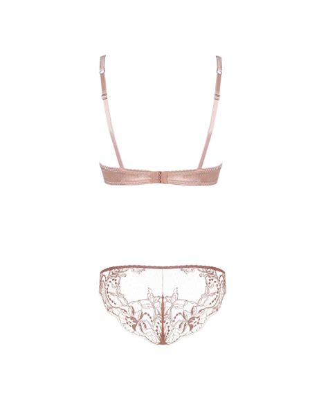 Pink Padded Plunge Bra And Lace Brief Lingerie Set Fleur Of England