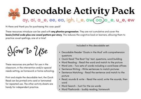 Long O Vowel Spelling Pattern Oa Decodable Activity Pack Tpt