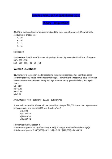 Practice Final Exam Solutions Prod Sample Final Exam Questions