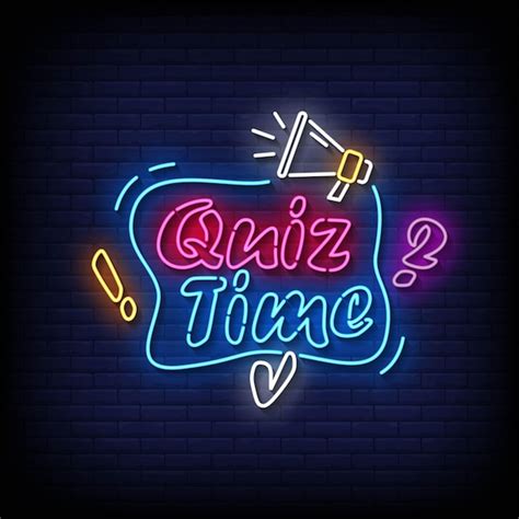 Premium Vector Neon Sign Quiz Time With Brick Wall Background Vector Illustration