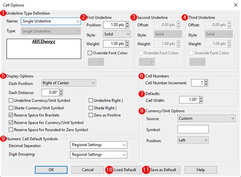 Cell Options Command Format Menu
