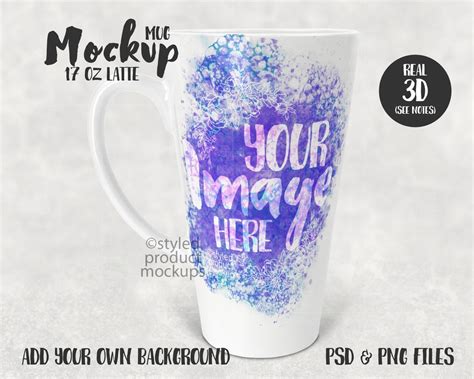 Dye Sublimation 17 Oz Latte Mug Mockup Add Your Own Image And