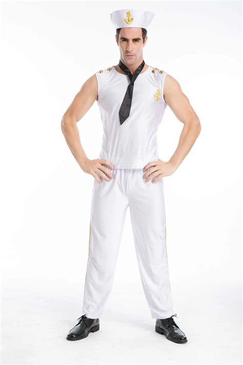 Sailor Costume Men Fashion Handsome Top With Tie For Halloween Cosplay