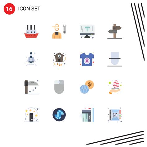 Mobile Interface Flat Color Set Of 16 Pictograms Of Launch Love Service Heart Page Editable Pack