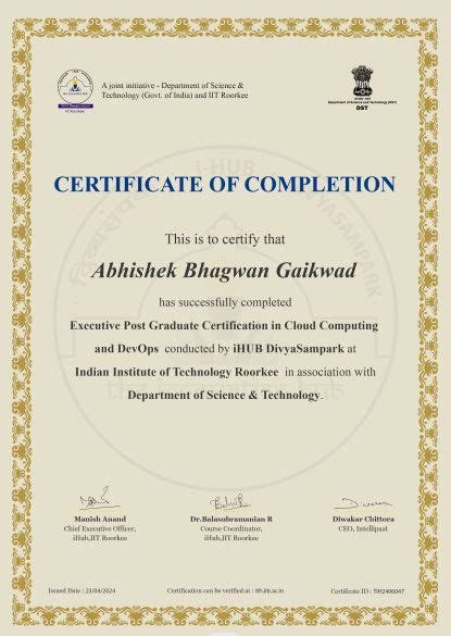 Abhishek Gaikwad On Linkedin Cloudcomputing Devops Certification