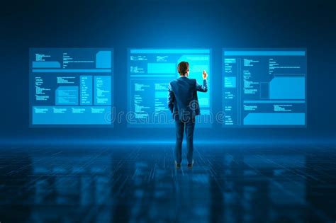 Businessman Interacting With Futuristic Digital Interface Technology