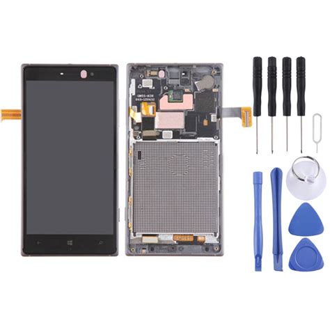 หนาจอ TFT LCD สำหรบ Nokia Lumia Digitizer Full Assembly พรอมกรอบ สดำ