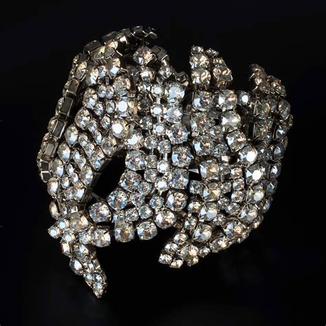 Vintage Robert Sorrell Opulent Crystal Cuff Bracelet For Sale At