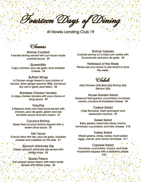 Menu Hawks Landing