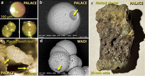Images Of Calcium Carbonate Spherules And Melted Plaster From TeH A
