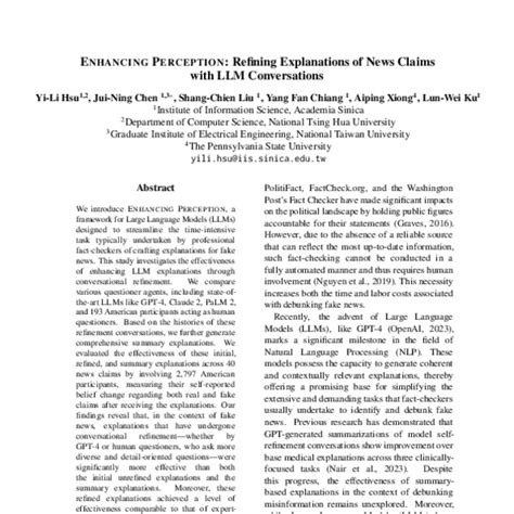 Enhancing Perception Refining Explanations Of News Claims With Llm