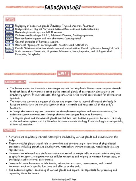 Endocrinology Notes Pdf Hypothalamus Adrenal Gland