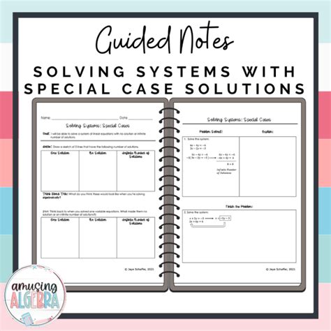 Algebra 1 Solving Systems With Special Case Solutions Scaffolded Guided Notes Made By Teachers