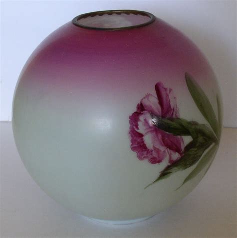 Antique Hand Painted Floral Ball Oil Lamp Shade Banquet Parlor GWTW