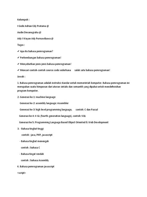 Materi 1 Dasar Dasar Pemrograman Pdf