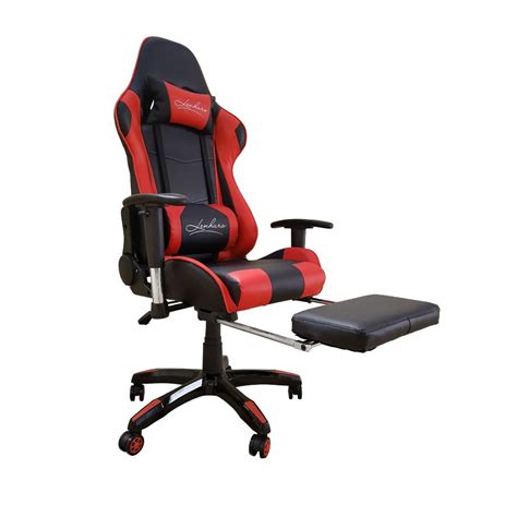 Cadeira Gamer Giratória Regulagem de Encosto e Braços Descanso para Pernas Preta e
