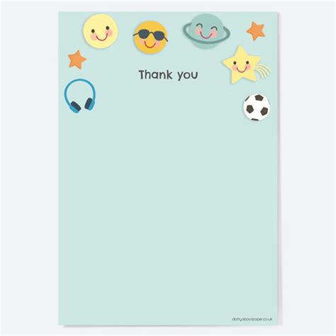 Cute Icons Blue Thank You Notelet Pack Of 20 Fast Delivery At
