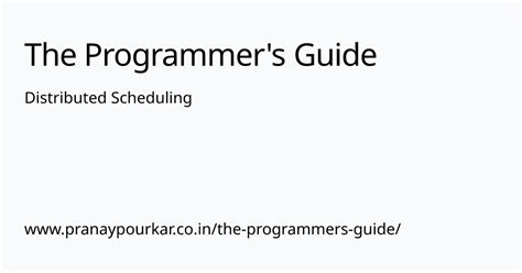 distributed scheduling the programmer s guide