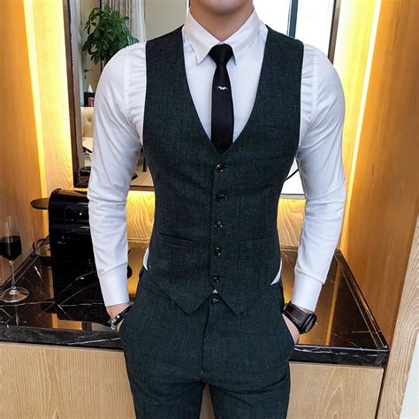 Business Vest Waistcoat Men Slim Fit Mens Vest Fashion Casual Vests Men